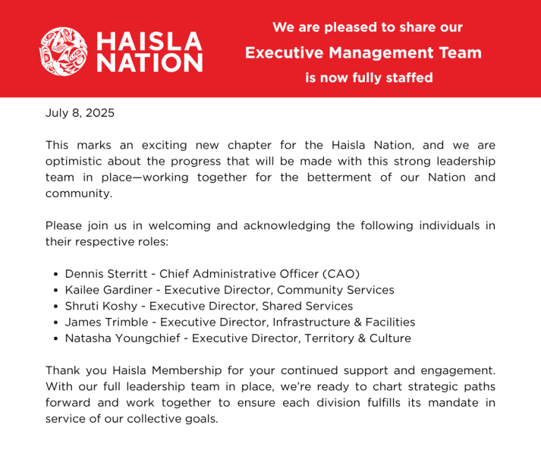Haisla Nation Executive Management Team - Haisla Nation